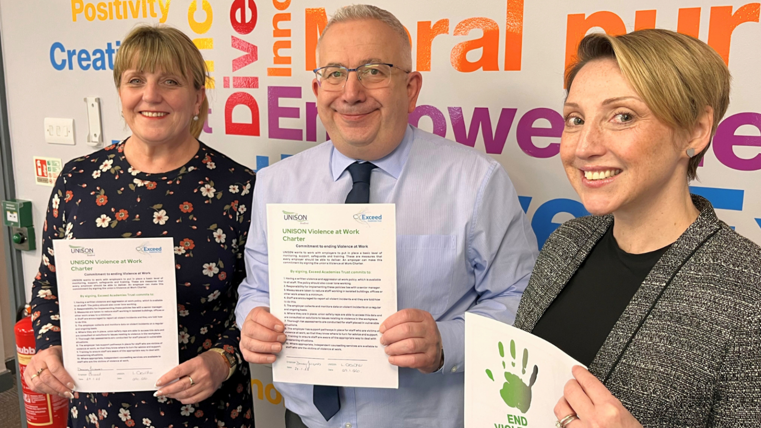 Exceed Academies Trust signs UNISON’s Violence at Work charter | UNISON ...